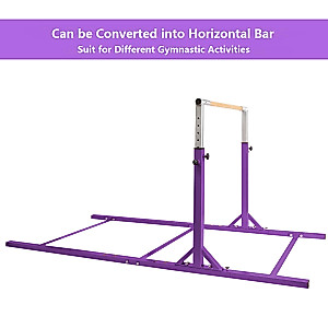 Costzon Double Horizontal Bars, Junior Gymnastic Training Parallel Bars w/11-Level 38-55" Adjustable Heights, 264lbs Capacity, Ideal for Indoors, Outdoor, Home Practice (Purple)