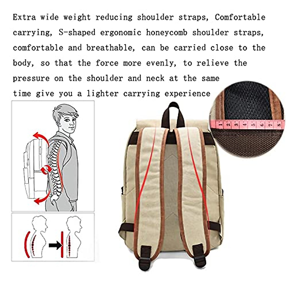 XUESUO Anime Backpack, Laptop Bags, Canvas Large-Capacity Travel Bags, Beige, One Size