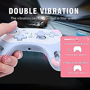 IINE Cute Switch Controller, Bluetooth Cartoon Kitten Nintendo Switch Controllers Wireless, Kawaii Light Switch Gaming PC Controller with TURBO/Double Vibration Function