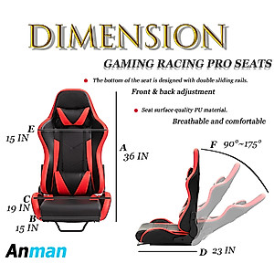 Anman G920 Racing Simulator Cockpit With Gaming Seat Fit for Logitech G25 G27 G920 G29, Thrustmaster Tx 458, T500 RS,PC, PS4 Adjustable Racing Simulator Mount Wheel Shifter Pedals NOT Included