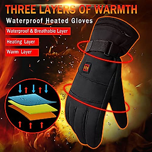 Spring Rechargeable Electric Heated Gloves,Touchscreen Waterproof Cold Weather Thermal Heated Gloves,Hand Warmer Gloves for Hunting Fishing Skiing Camping Cycling