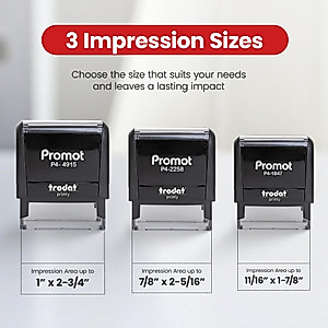 Promot Self Inking Personalized Stamp - Up to 4 Lines of Personalized Text, Custom Address Stamp, Office Stamps, Customized Stamp, Custom Stamps Self Inking with Easy to Change Ink Cartridge (Small)