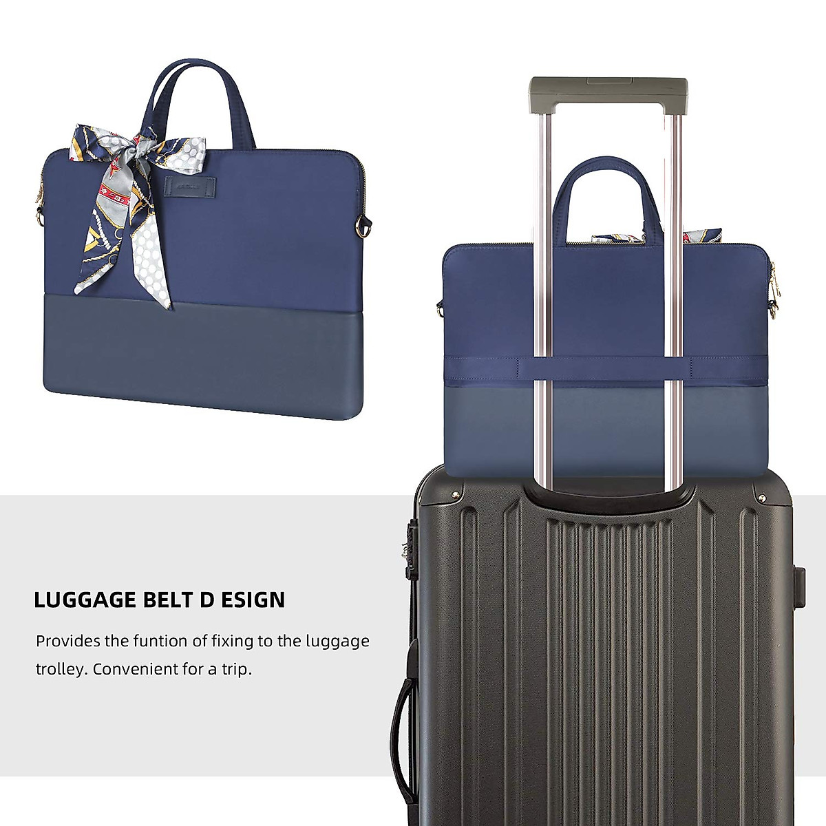 Kamlui Laptop Bag 13.3 Inch - for Women Waterproof Laptop Sleeves Shoulder Messenger Computer Tote Case,for MacBook Air Pro HP Dell (Blue)