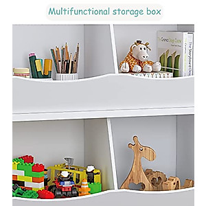 UTEX Toy Storage Organizer,Stackable Kids Toy Storage Cubby with 3 Bins,Toy Boxes and Storage for Playroom,Bedroom,Nursery School,White
