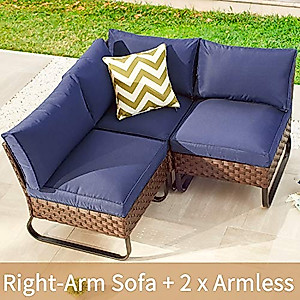 Romayard 10 PCS Patio Conversation Set Outdoor Metal Furniture All-Weather Steel Frame Sectional Sofa Set with Cushions for Garden,Lawn,Pool