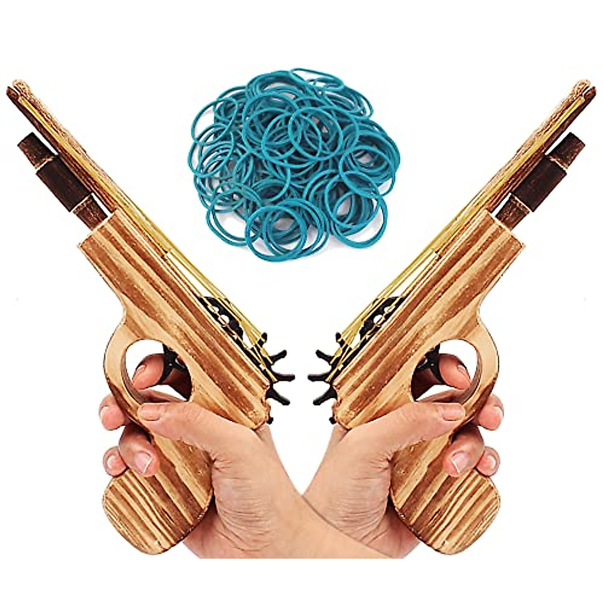 xinlong 2 Pcs Wooden Rubber Band Gun Quality Wood & Handmade Kids Outdoor Toy 9 Inches Length