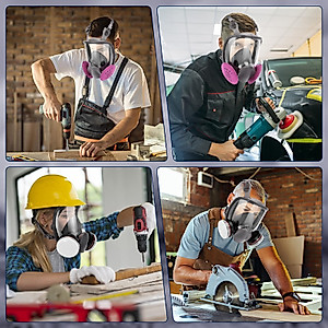 LQIQIZ Reusable Full Face Respirator Mask, Gas Mask Survival Nuclear and Chemical w/Activated Carbon Filter for Painting Dust (6800 with P-A-1 Filter and 2097 Filters)