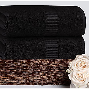 COTTON CRAFT Hotel Spa Luxury Bath Sheet - 2 Pack - Oversized Extra Large 40 x 80 - Heavyweight 700 GSM 2 Ply Ringspun Cotton - Soft Absorbent Everyday Use Home Bath Easy Care Towel Set - Black