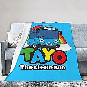 Tayo The Little Bus Blanket, Bed Throws Soft Plush Warm Sofa Bed Blanket All Season, Comfortable Lightweight Super Soft Luxury Flannel Blankets 50"X40"