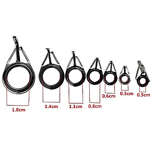 Bluelans 7pcs Rod Tip Repair Kit Rod Repair Kit Fishing Rod Tips Repair Kit Stainless Steel Ceramic Ring Guide Rod Repair Replacement for Freshwater Saltwater Rod Silver