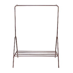 Metal Garment Rack Single Rail Clothing Rack Closet Organzier Heavy Duty with Shelves, Brown