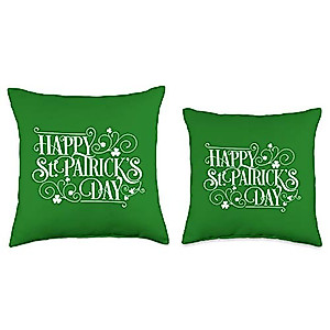 Saint Patrick's Day and Clover Tees & Gifts Happy St. Patrick's Day Clovers Throw Pillow, 16x16, Multicolor