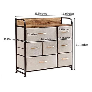 ZSEDP 7 Drawer Non-Woven Fabric Organizer Cabinet for Living Room Storage Tower for Hallway Entryway Closets Wood Top Handle (Color : Black)