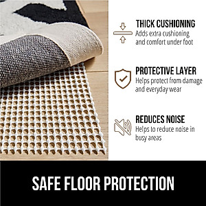 Gorilla Grip Extra Strong Rug Pad Gripper, Grips Keep Area Rugs Safe and in Place, Thick, Slip and Skid Resistant Pads for Hard Floors Under Carpet Mat Cushion and Hardwood Floor Protection 3x5 FT