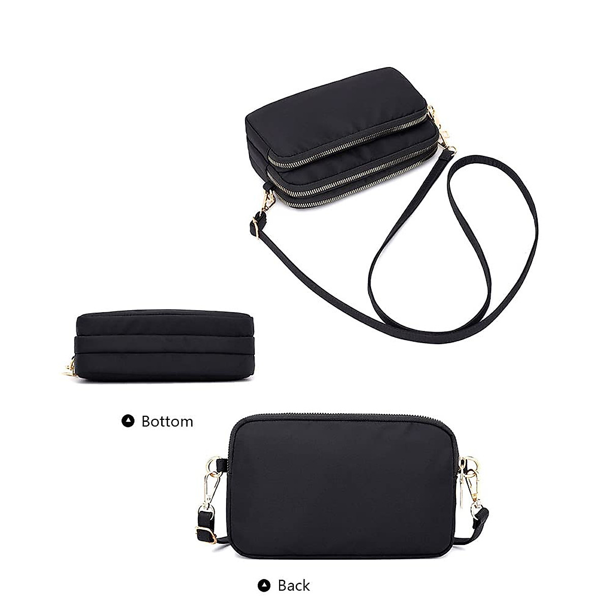 Women Crossbody Cell Phone Purse Shoulder Bag for iPhone 11 12 13 Pro Samsung Galaxy S21 S20 FE A72 A52 A32 A02 A12, Black