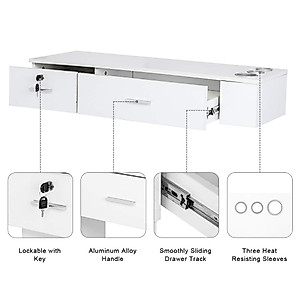 mefeir Wall Mount Salon Station Barber Stations Styling Station Barber Beauty Spa Salon Equipment Set (White)