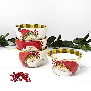 Vietri Old St. Nick Assorted Soup/Cereal Bowls, Set/4, Earthenware Kitchen/Dining Deep Oatmeal Dish