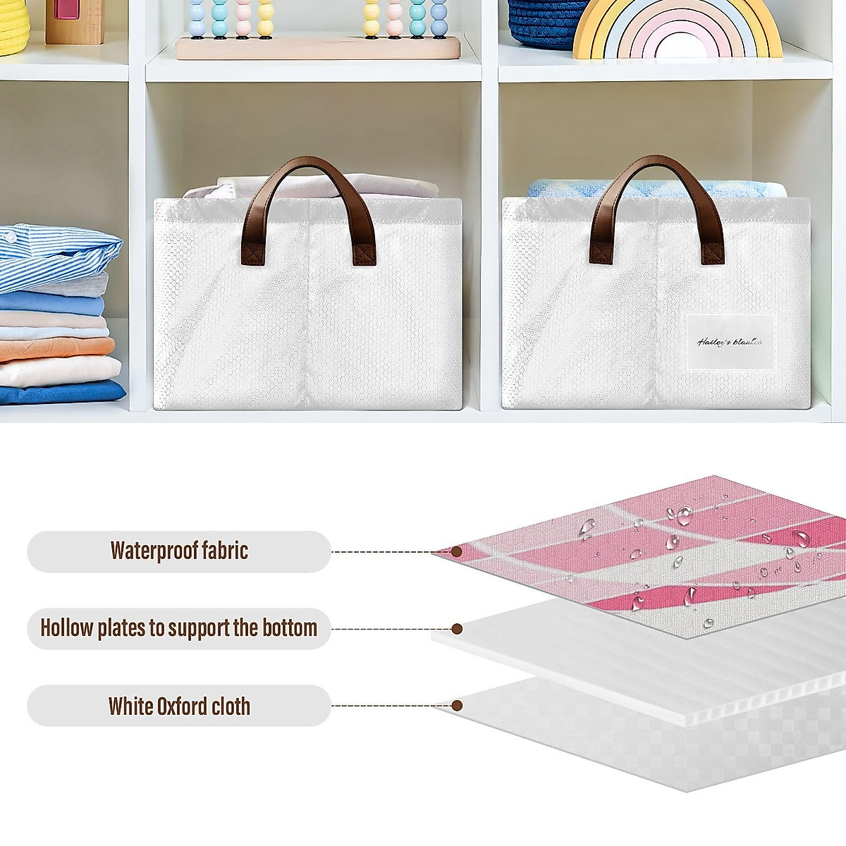 Exnundod Storage for Shelves Disco Cowgirl Hat Collapsible Storage Bins with Metal Frames Retro Pink Foldable Shelf Baskets with Handles for Organizing Close Toys Books,1pc