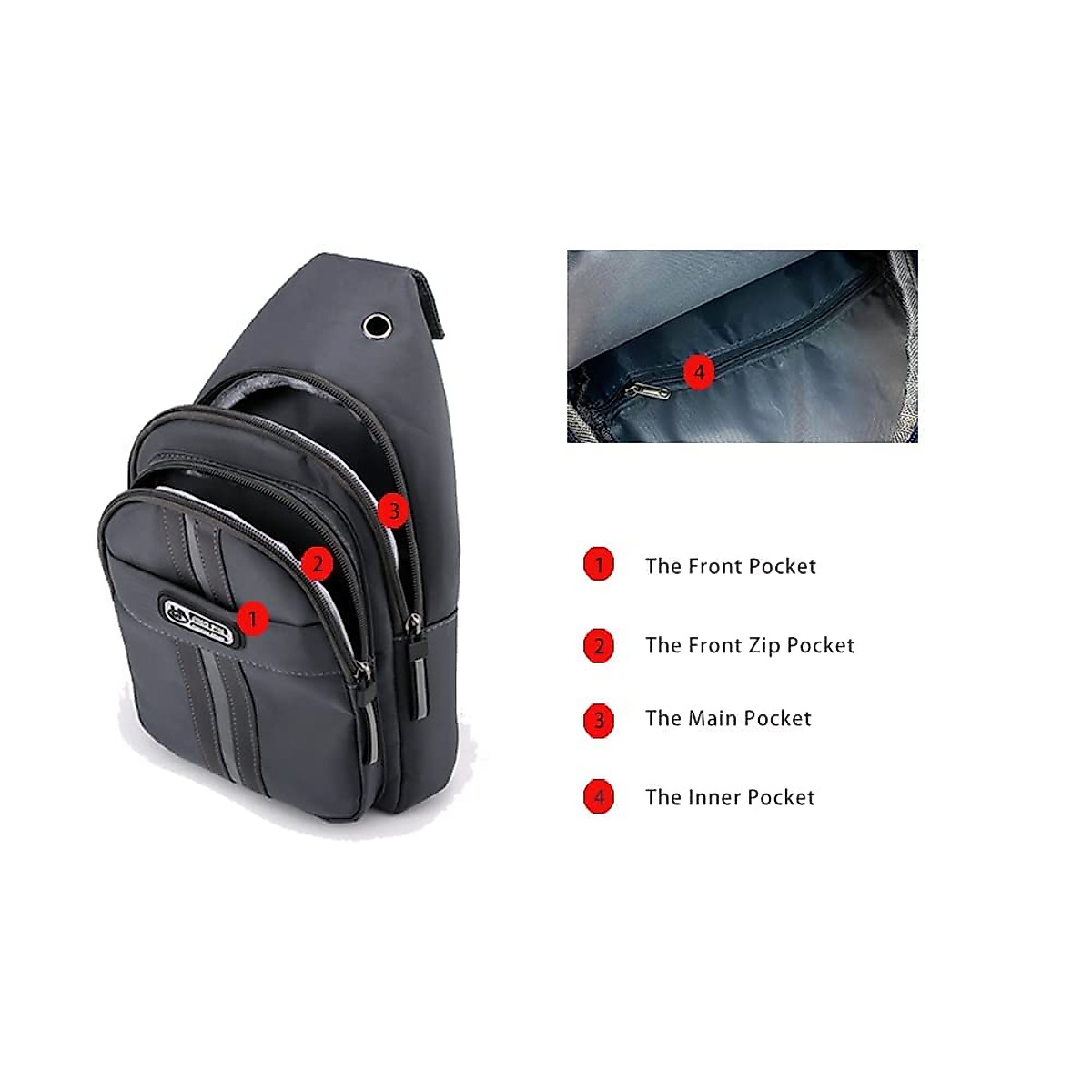 Yerchic Small Sling Backpack for Men Women, Lightweight One Strap Sling Bag Casual Daypack Crossbody Shoulder Bag for Walking Biking Travel Cycling, Black