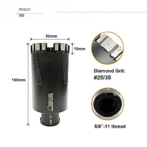 SHDIATOOL 2 Inch Diamond Granite Hole Saw Plus SDS Adapter for Marble Hard Stone Bricks