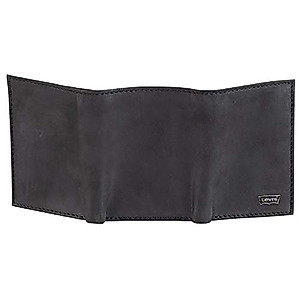 Levi's Men's Trifold Wallet-Sleek and Slim Includes Id Window and Credit Card Holder , Andrew Black, One Size