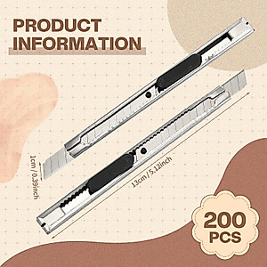 Willbond 200 Pcs Box Cutters Utility Knife Small Retractable Snap off Box Cutters 9 mm Wide Blade Cutter for Letter or Small Box Opening and Paper Cutting and DIY Craft for Home Office Craft Hobby Use