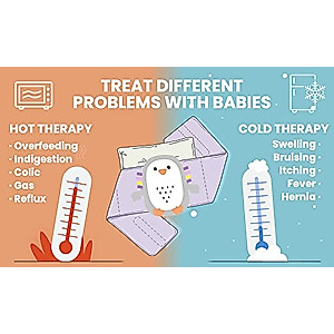 Superse Colic and Gas Relief for Newborns - Colic Calm Baby Heating Pad Belly Band for Upset Stomach and Baby Reflux - Warm Aroma Stomach Band for Fussy Infant Gas with Washcloth (Purple penguin)