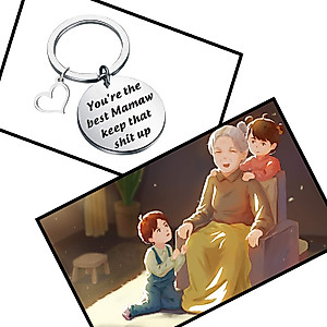 KUIYAI Funny Grandma Gift You're The Best Mamaw Keep That Shit Up Keychain Mother's Day Gift(Best Mamaw KS)