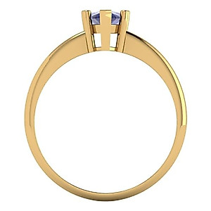 Clara Pucci 1.0 ct Pear Cut Solitaire Simulated Tanzanite Engagement Wedding Bridal Promise Anniversary Ring 18K Yellow Gold Size 7.5