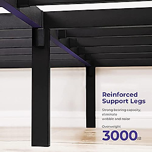 GreenForest Full Size Bed Frame with Wooden Headboard Platform Bed with Metal Support Slats NO-Noise Heavy Duty Bed Industrial Country Style, Mattress Foundation, Full