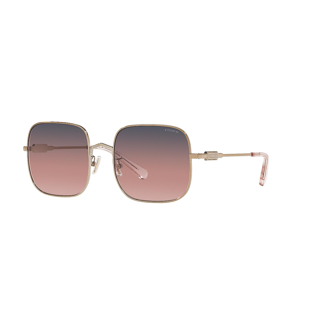 Coach HC7120 Sunglasses, Rose Gold/Navy Pink Peach Gradient, 55 mm
