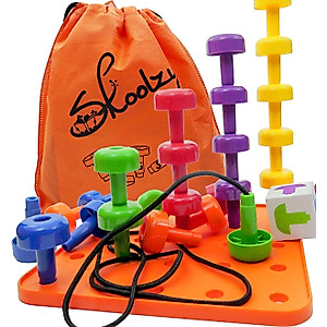 Skoolzy Peg Board Toddler Stacking Toys - Plastic Peg Board Toddler Toys