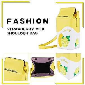 LUI SUI Girls Strawberry Milk Purse Cute Strawberry Milk Box Cross Body Bag Women Phone Wallet Shoulder Bags