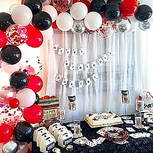 Red White Balloon Garland Arch, 12inch 10inch Red and White Balloons Red Black Balloons Confetti Balloons for Birthday Wedding Graduation Bridal Shower Retirement Party Decorations
