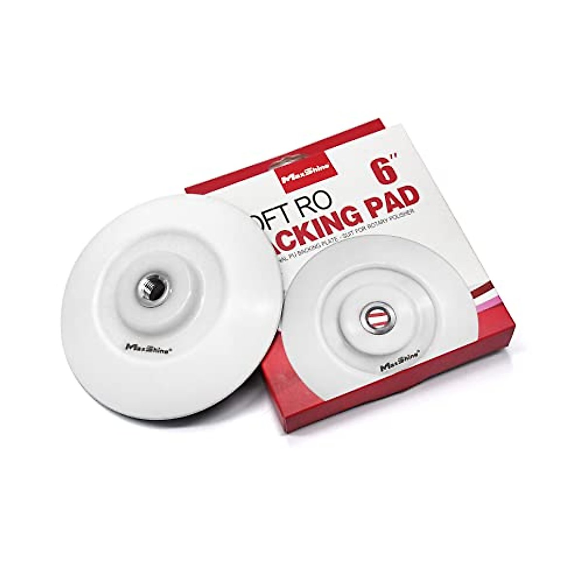 Maxshine 6” Hook and Loop Rotary Backing Plate – for 5/8” Thread Rotary Polisher, One Piece Molding for Longevity, Easy Contouring, Ideal for High Speed Applications