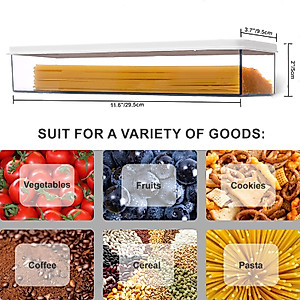 VEKALON Pasta Containers for Pantry - Set of 4 Pack Plastic Spaghetti Nooddle Organizer with 32pcs Labels and 1pcs Marker, Airtight Food Storage Containers with Lids