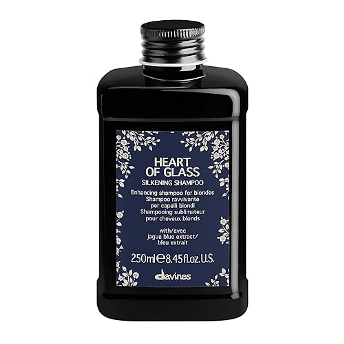 Davines Heart of Glass Silkening Shampoo for Blonde Care, 8.45 fl. oz. (Pack of 1), Black