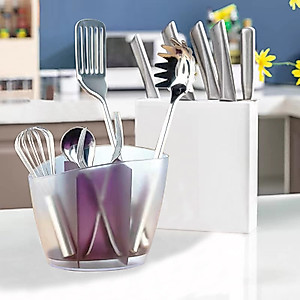 Gttyowyin Plastic Cutlery Storage Organizer Caddy- RV Utensil Caddy, Silverware,3 Compartments, Organizes Forks, Knives, Spoons, Indoor/Outdoor Use, Clear