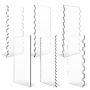 N/C 6Pcs 9.45 Inch Clear Acrylic Cake Scraper Icing Frosting Buttercream Decoration Comb Saw Tooth Set, Edge Smoother in 11 Patterns for DIY Cream Mousse, Kitchen Supplies 9.45*3.94*0.08