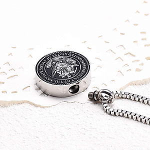 XSMZB Memorial Urn Necklace for Ashes Stainless Steel USA Navy/Air Force/Army Cremation Ashes Jewelry Keepsake Urn Pendant(Navy)