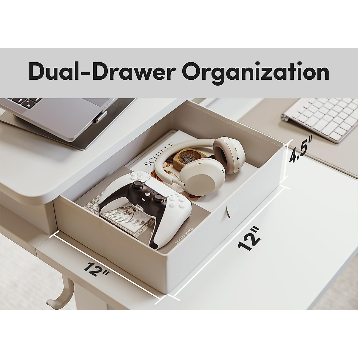 BANTI Electric Standing Desk with Double Drawers, 60x24 Inches Adjustable Height Stand Up Desk, Sit Stand Home Office Desk with Storage Shelf, Rustic Brown Top/Black Frame (B-SDE-60RC-DD)