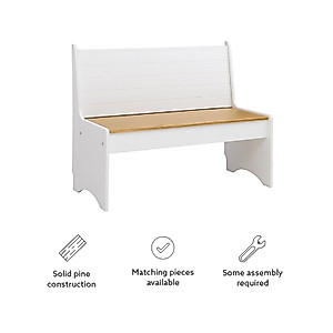 Linon Delk Wood 2 Tone Large Back Rest Bench in Honey and White
