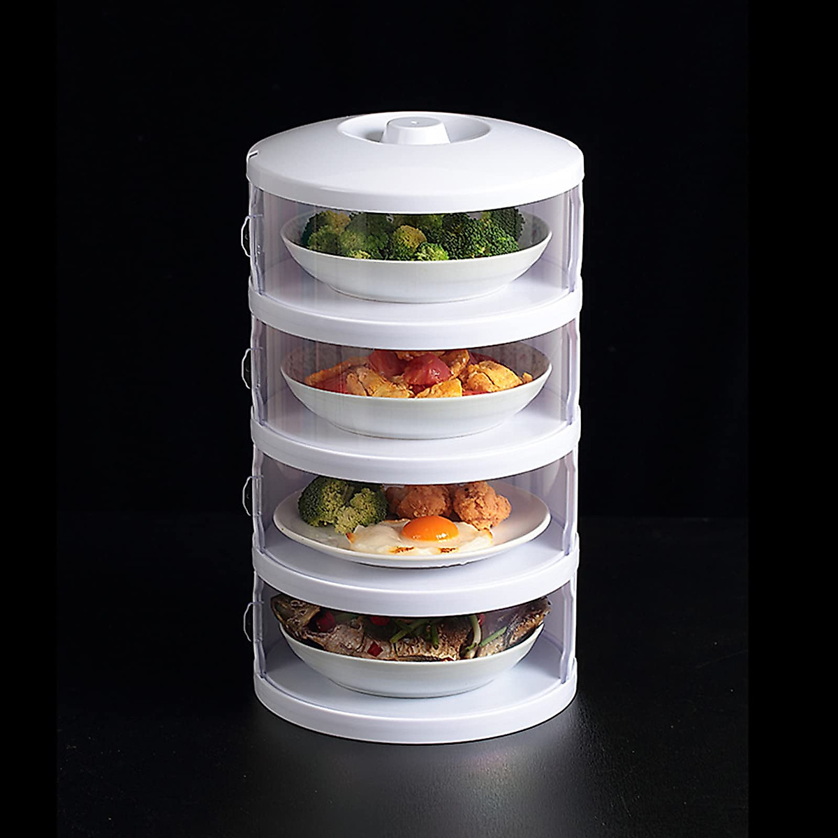 Kitchen Multi-layer Transparent Stackable Cover Insulation Dustproof Anti-Fly Meal Cover Tent Household Collection Protection Box Boxing Multilayer Insulated Vegetable Cover Stackable Box