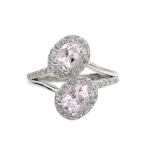 925 Sterling Silver Natural 7X5 MM Oval Cut Pink Morganite Gemstone Solitaire Unisex Proposal Engagement Ring Wedding Jewelry October Birthstone Gorgeous Ring Birthday Gift For Wife (Rhodium Plated Silver, 11)