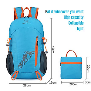 Lywencom Hiking Backpack,20L sports lightweight folding waterproof ultra-light backpack suitable for outdoor camping picnic(blue), LW026