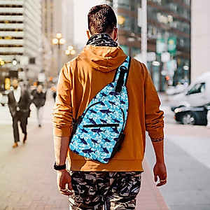 VSOFMY Sling Bag for Men Women Crossbody Sling Backpack for Travel Hiking Daypack Chest Bag Shark