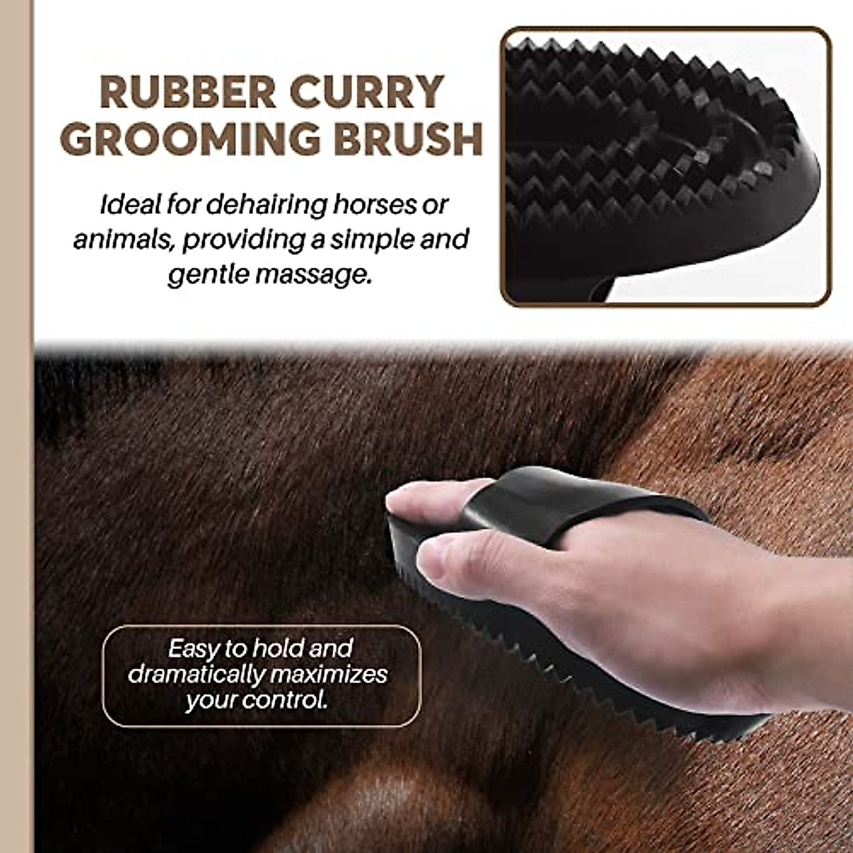 Wokape 2Pcs Horse Care Tool Kit, Incl Brush with Loop Handle/Reversible Stainless Steel Brush, Hairy Pet Care Tools for Shedding Grooming Horses Dogs Cattle Cats