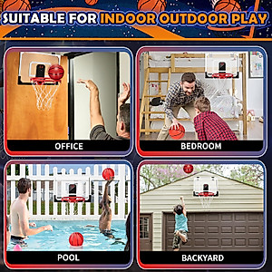 Pro Indoor Mini Basketball Hoop Set for Kids Adults, Wall Mount Automatic Scoring Basketball Hoop with 4 Rubber 6" Balls, Over The Door Basketball Hoops with Electronic Scoreboard Large Dunk Rim