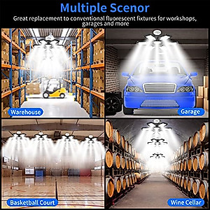 ZAROVS LED Garage Lights, 160W 16000LM Deformable LED Garage Ceiling Lights with 6+1 Adjustable Panels, 6500K Daylight Led Lights, E26 LED Shop Lights for Garage, Basement, Workshop, Warehouse.