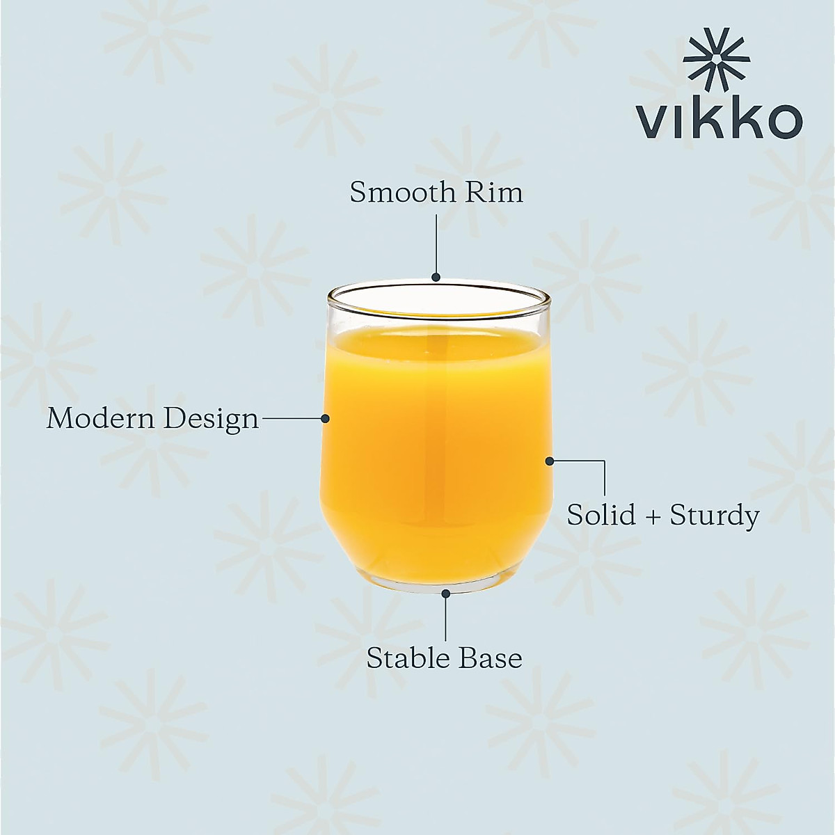 Vikko SMALL Juice Glasses 6 oz, Set of 6 Juice Glasses, Orange Juice Glasses, Fruit Juice Glasses, Small Glass Cups, Small Drinking Glasses, Durable Glass Tumblers, Dishwasher Safe